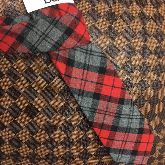 Bar III | Accessories | Bar Iii Charcoal Gray Red Bernard Plaid Slim ...
